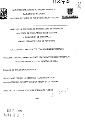 Frecuencia de las complicaciones del evaluado centromedular de la tibia ...