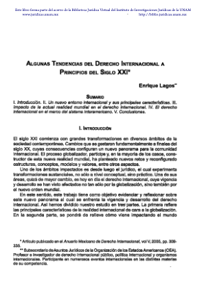 Algunas tendencias del derecho internacional a principios del siglo XXI